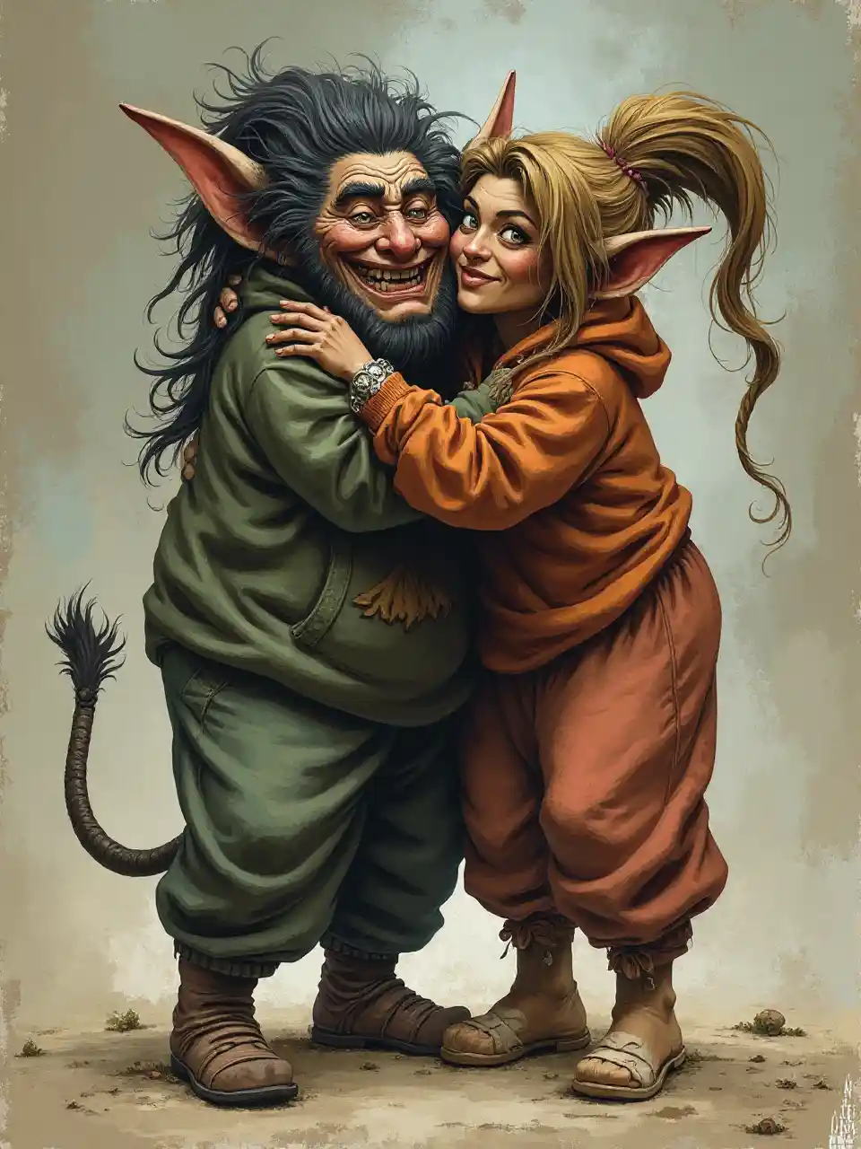 Troll y mamá se abrazan al estilo Frazetta