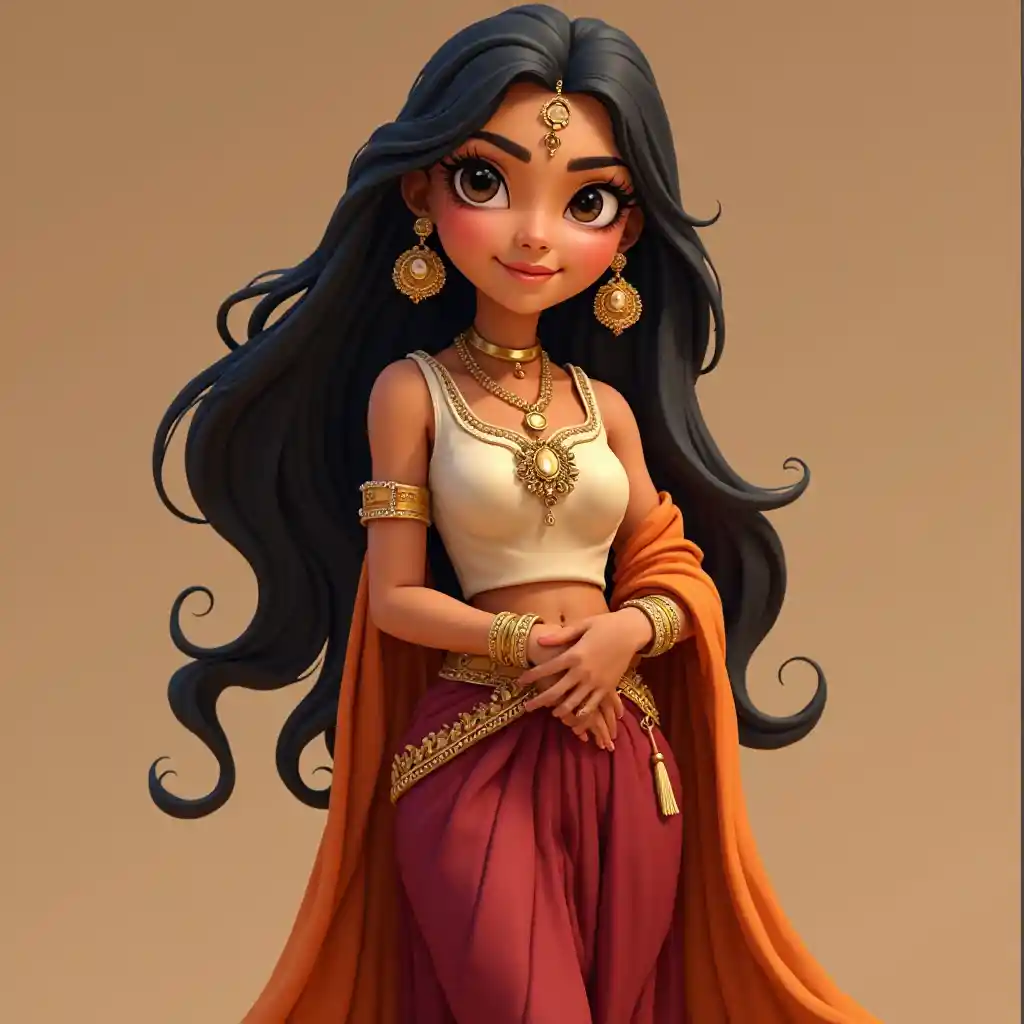 3D Disney Indian Beauty Portrait