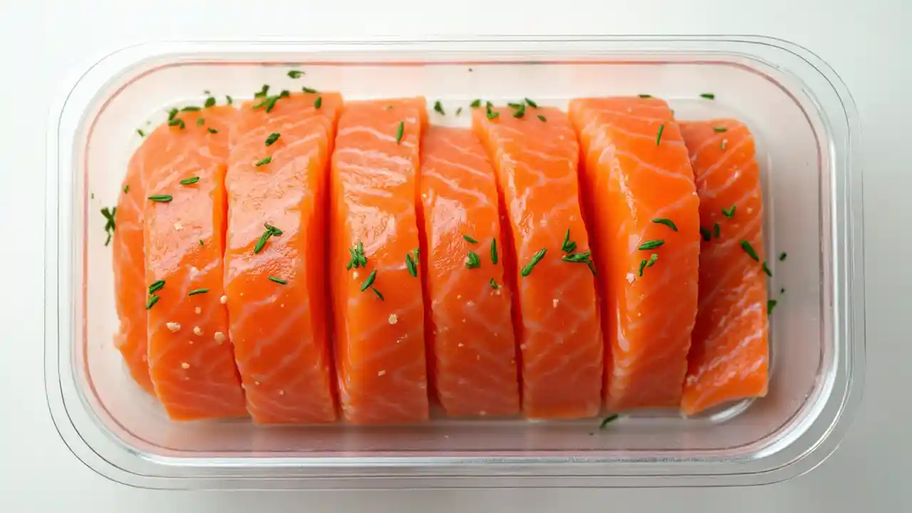 Salmon Slices in Plastic Tray Mockup