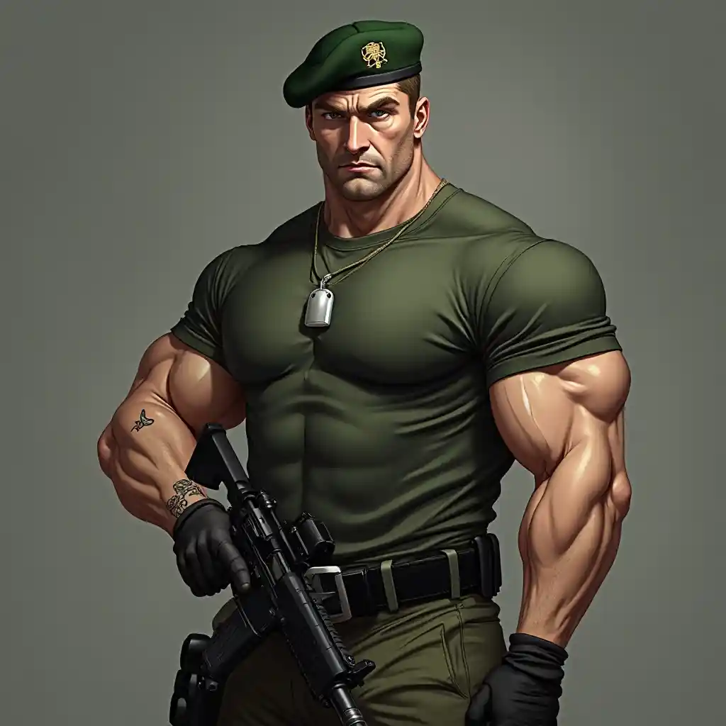 The Hypermasculine Military Guy with Distinct Features