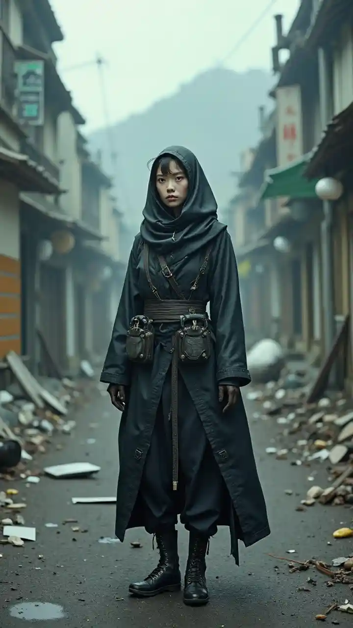 A Dystopian Android in a Desolate Futuristic Landscape