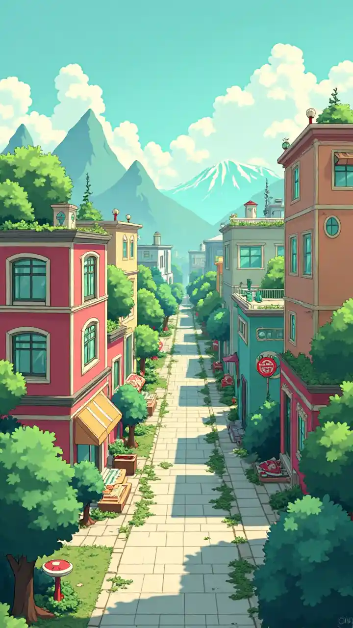 A Wholesome Journey Through A Retro Futuristic Townscape