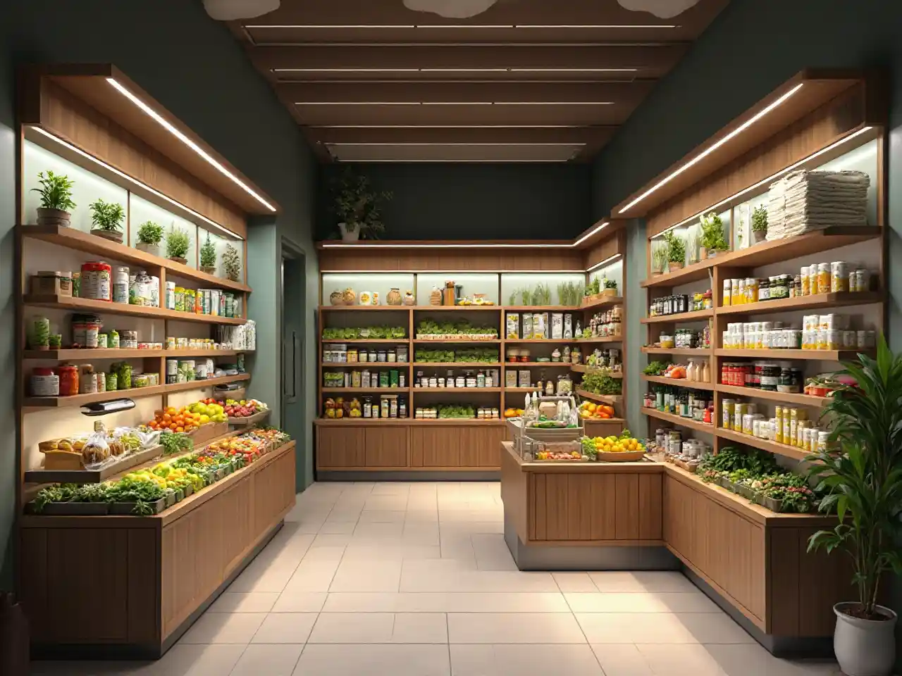 A Modern Organic Farming Market with Elegant Arrangements and Bright ...