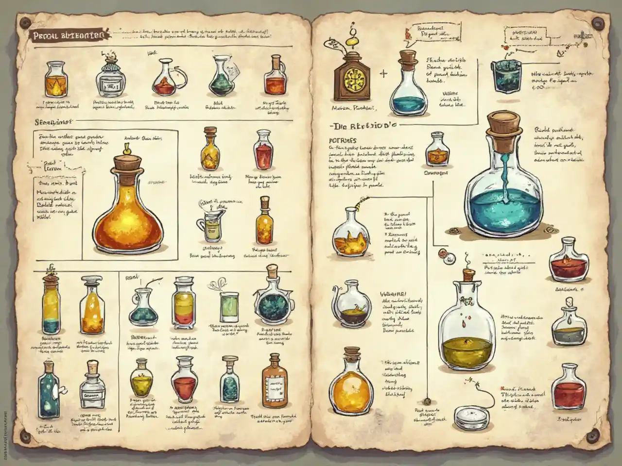 Intricate Guide to Crafting Potions with Alchemical Infographics