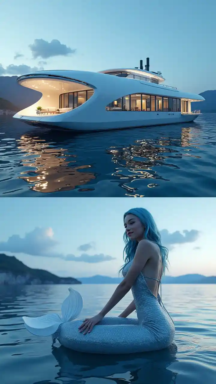 A Futuristic Vessel With Mermaid Encounter and Modern Design Features