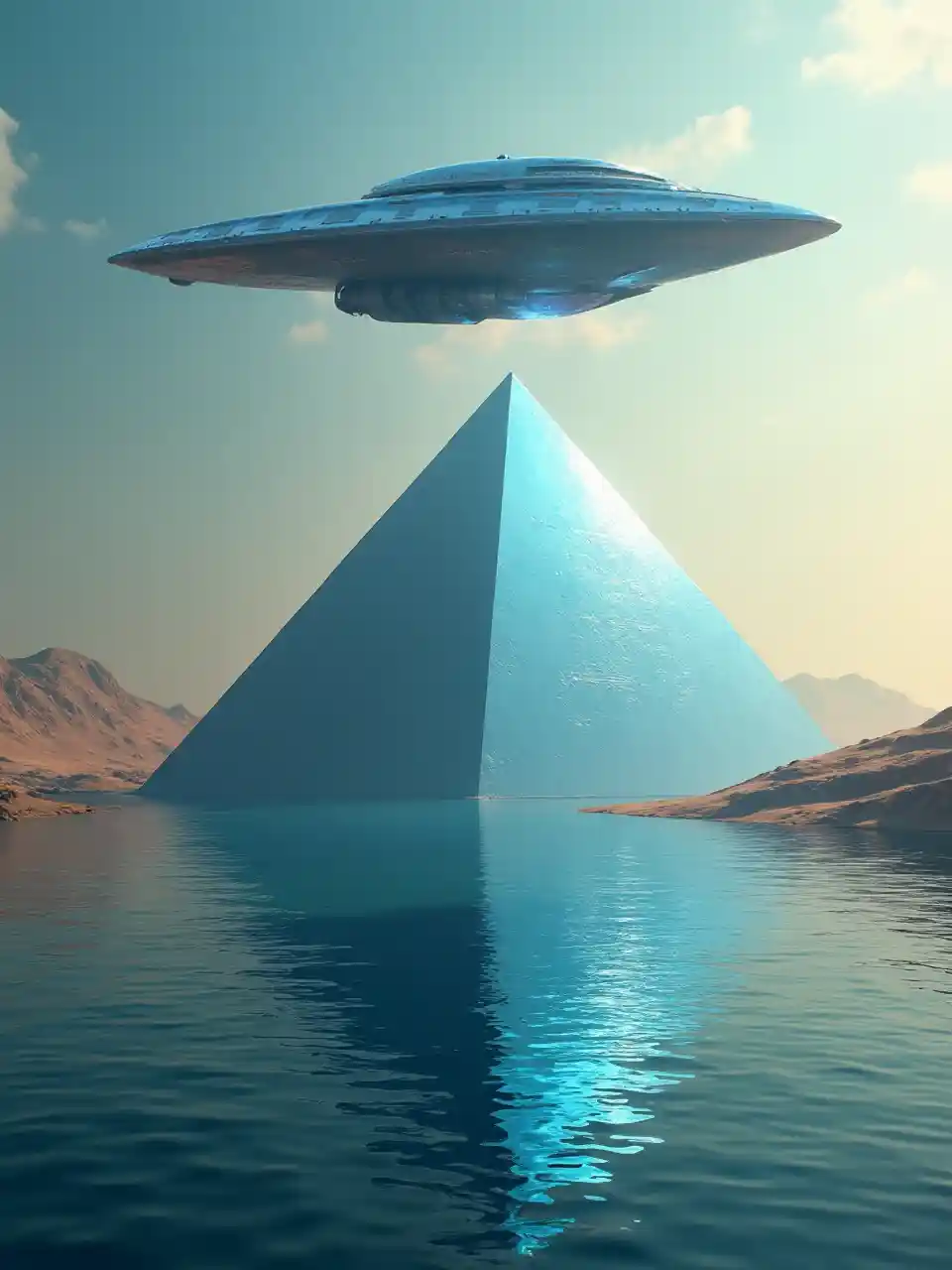 The Enigmatic Pyramid and the Alien Spaceship Above