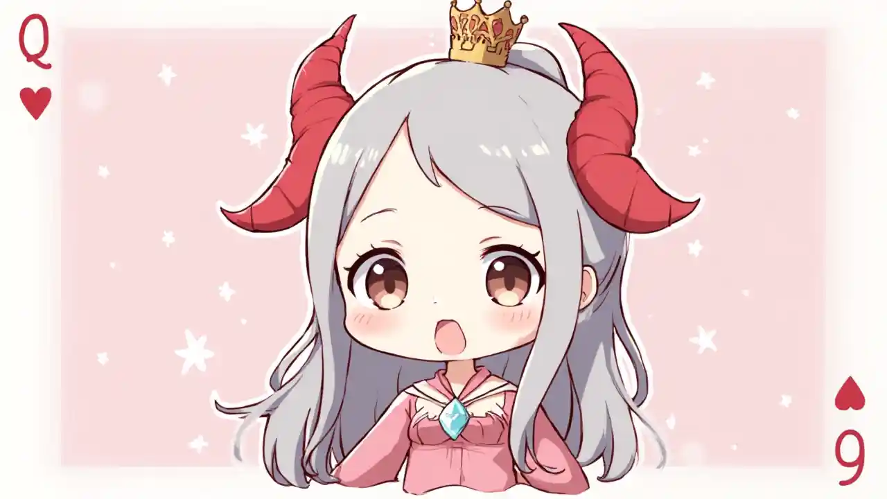Stunning Chibi Queen of Hearts Digital Art with Aesthetic Style