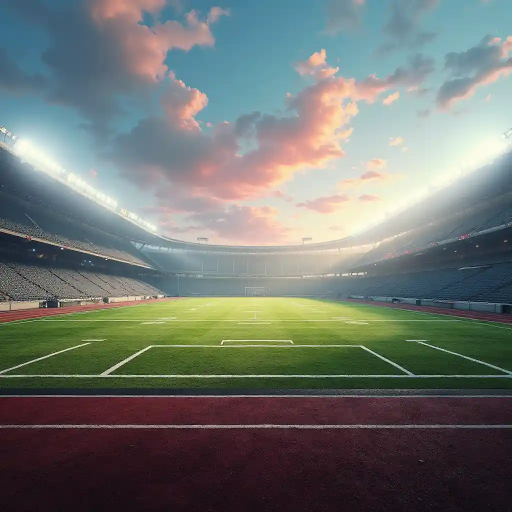 An Unusual Football Field Surrounded by a Colorful Track