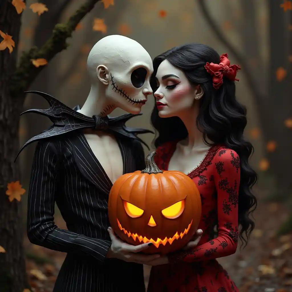 Aesthetic Couples with Jack Skellington and Spooky Pumpkin