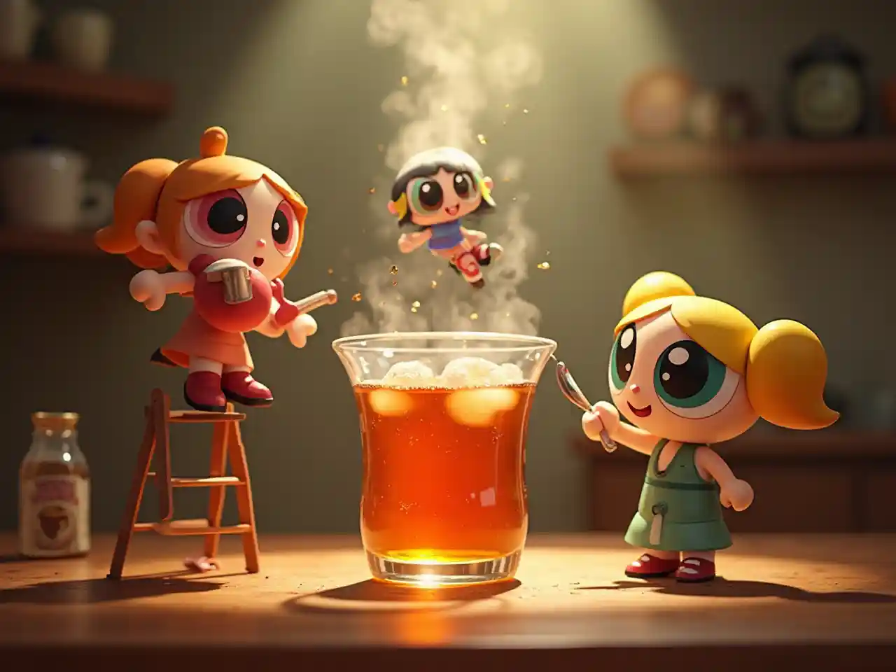 Whimsical Tea Time with Powerpuff Girls in the Kitchen