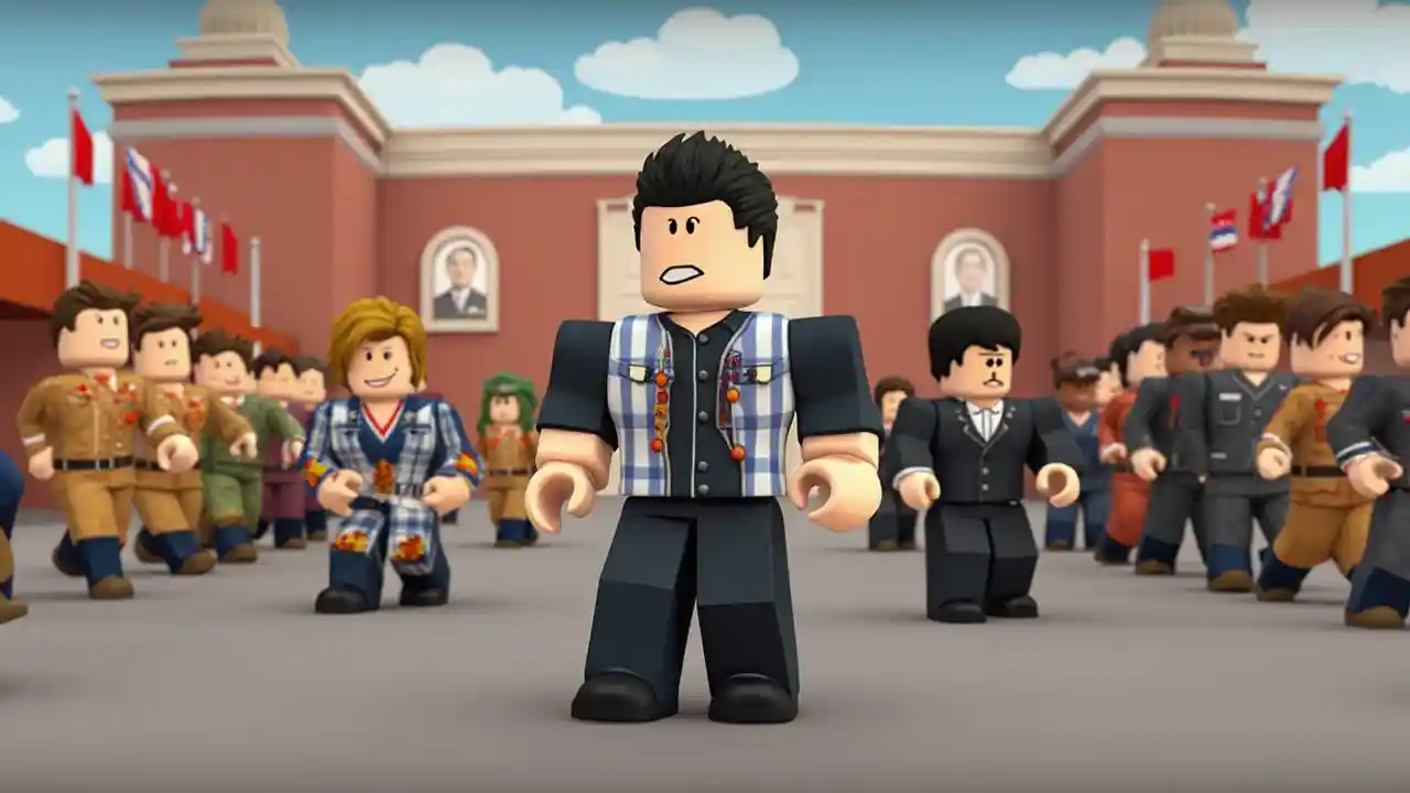 Roblox Characters Showcase in Soviet Parade Ground Atmosphere