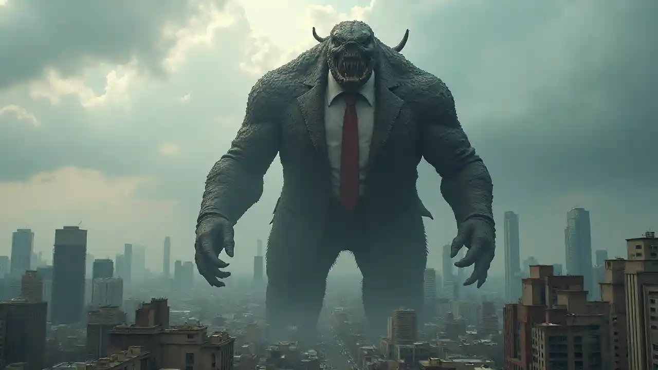 The Enigmatic Giant Man-Monster Overlooking the City