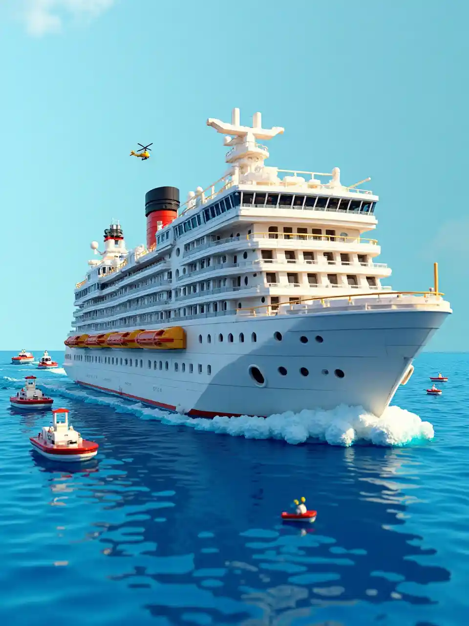A Colorful Lego Cruise Ship on Vibrant Blue Waters