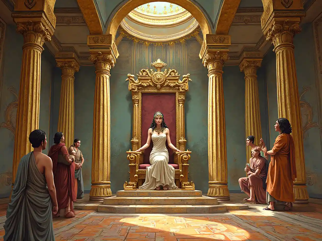 The Resplendent Palace Hall of Alexandria with Cleopatra