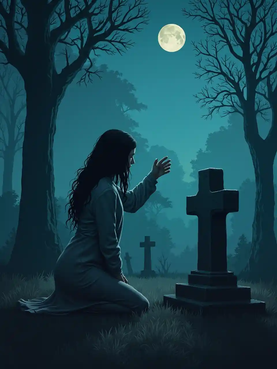 A Heartfelt Moment of Grief in the Cemetery