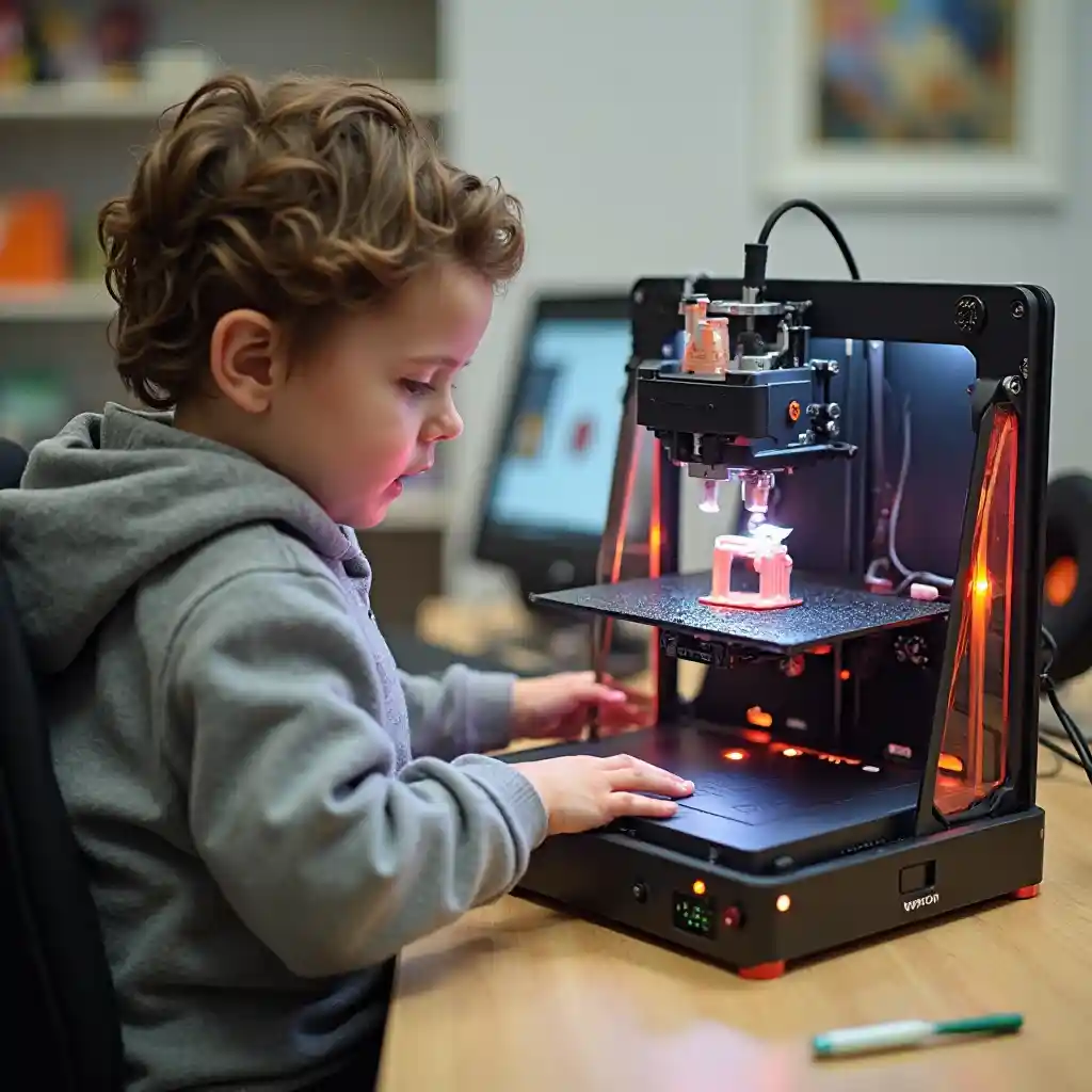 A Young Child Operating a Voron 3D Printer Skillfully