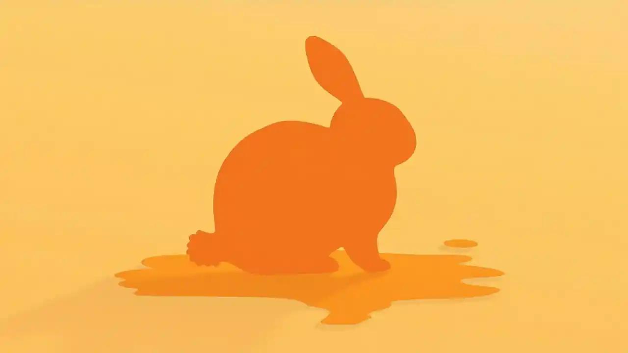 Melting Rabbit: A Flat Orange Silhouette Dripping Downwards