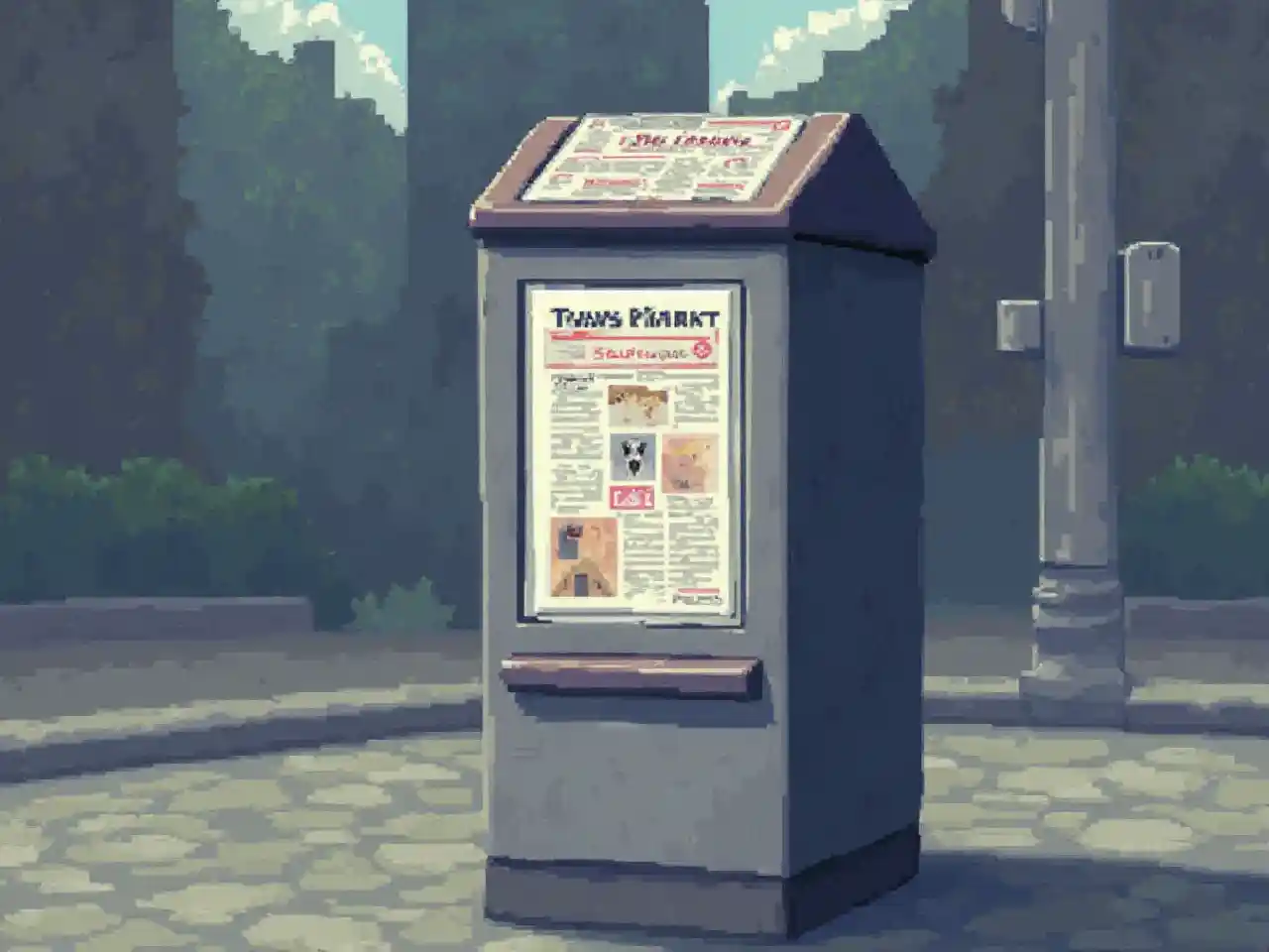 Exploring the Charm of a Pixelated Newspaper Stand