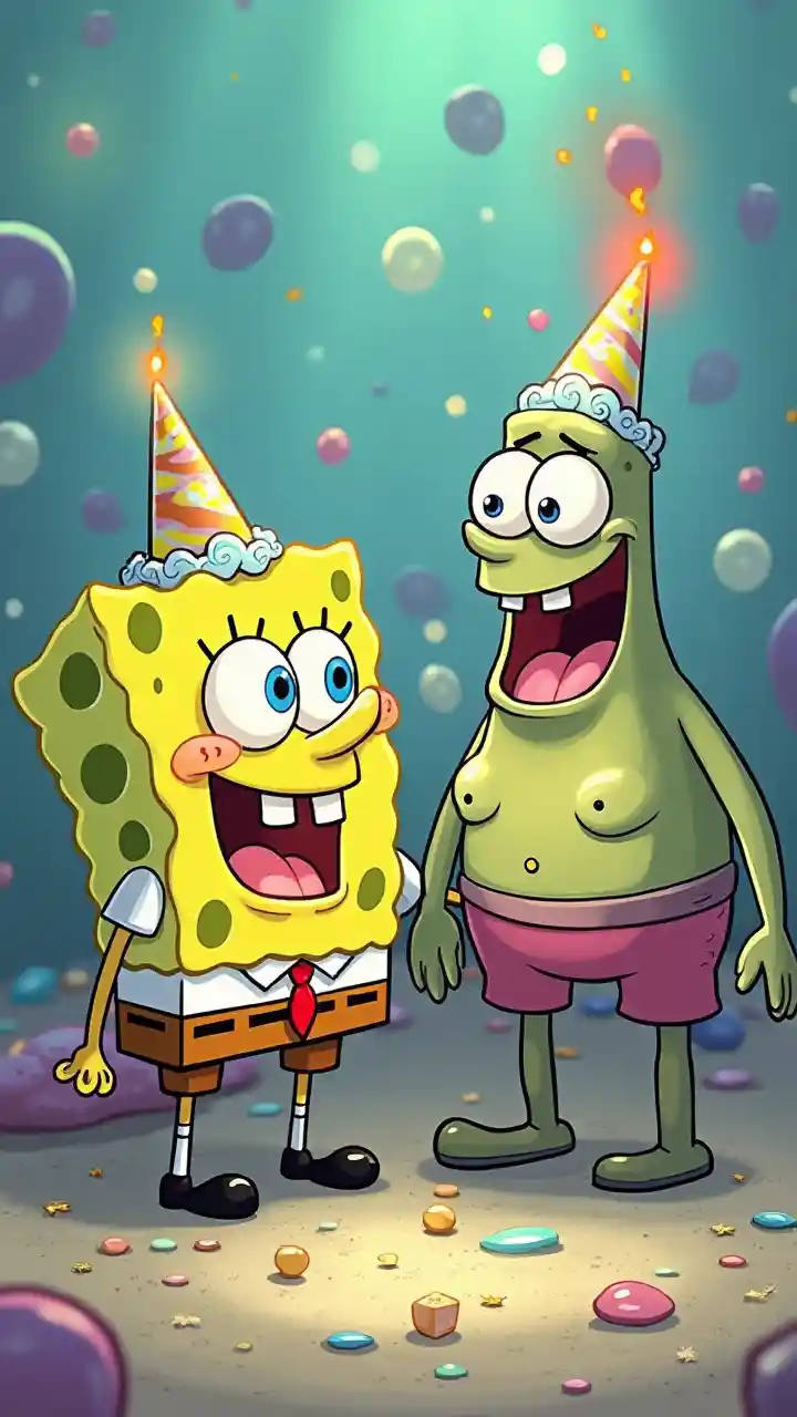Spongebob và ông Krabs tổ chức sinh nhật vui vẻ