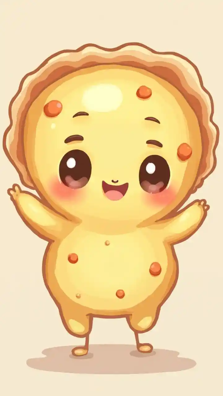 Cute Cartoon Quiche Character with Arms and Smile