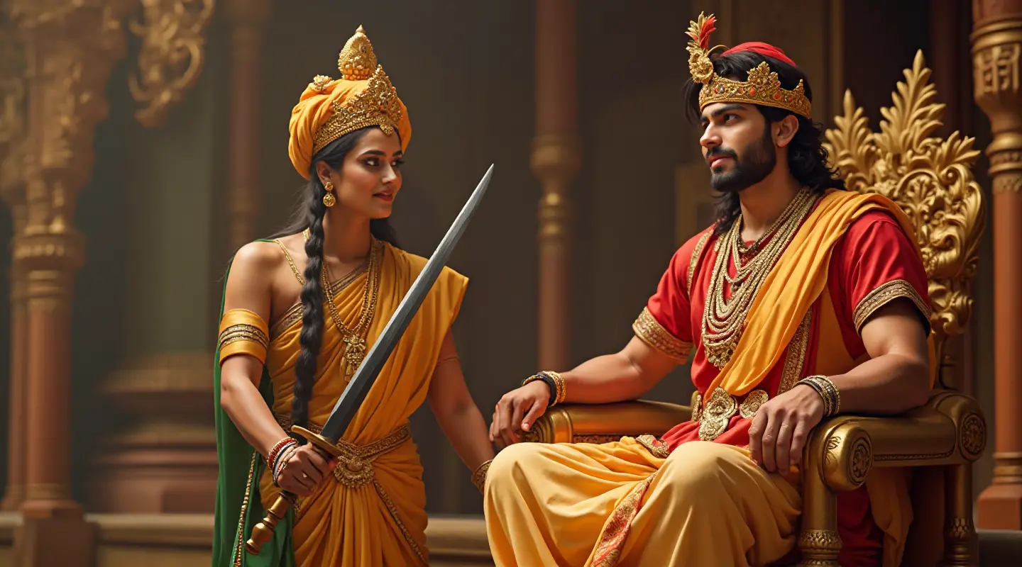 A Noble Indian King and His Graceful Queen on Throne