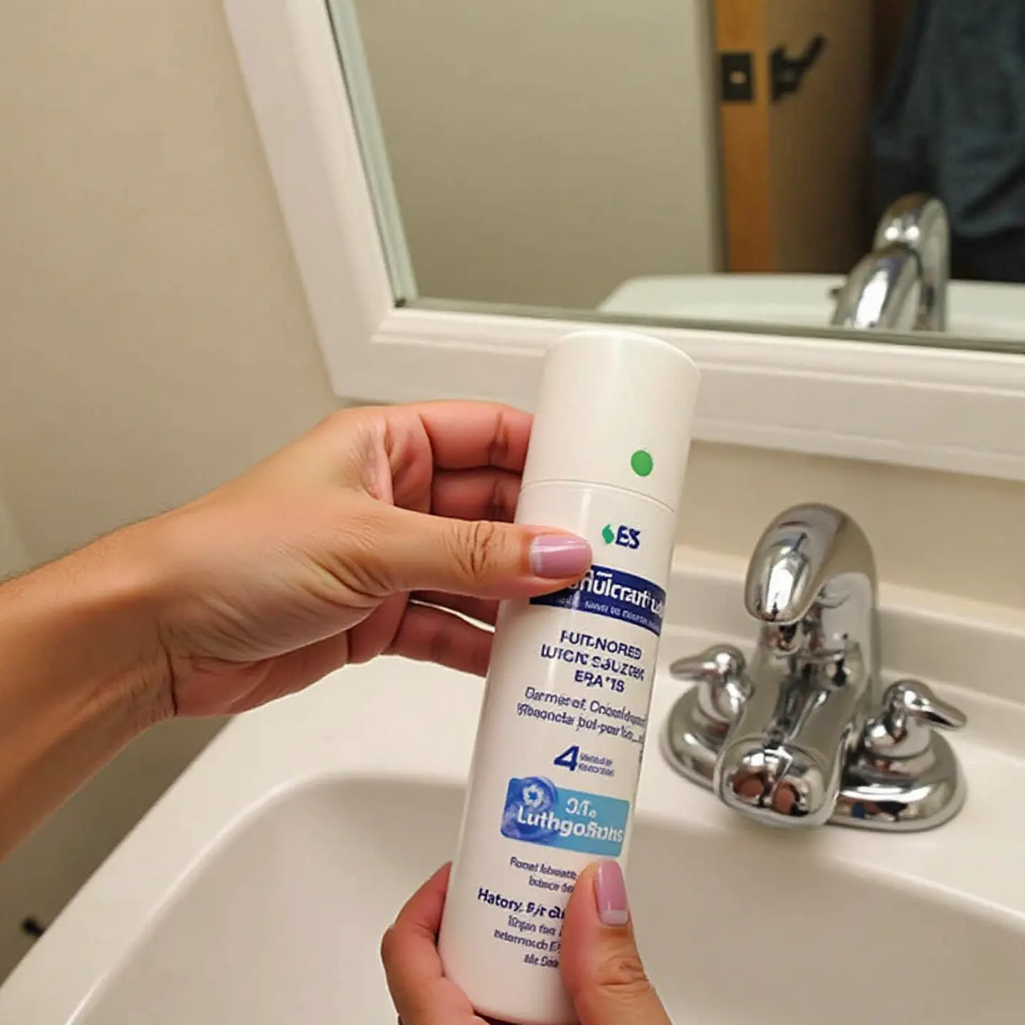 Applying Lubricant Gel to a Dirty Bathroom Sink
