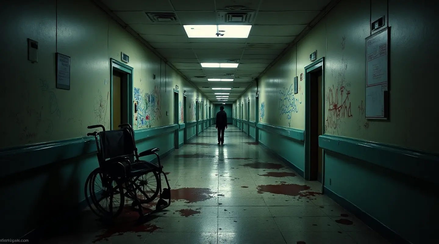 Mysterious Shadows in an Abandoned Hospital Corridor