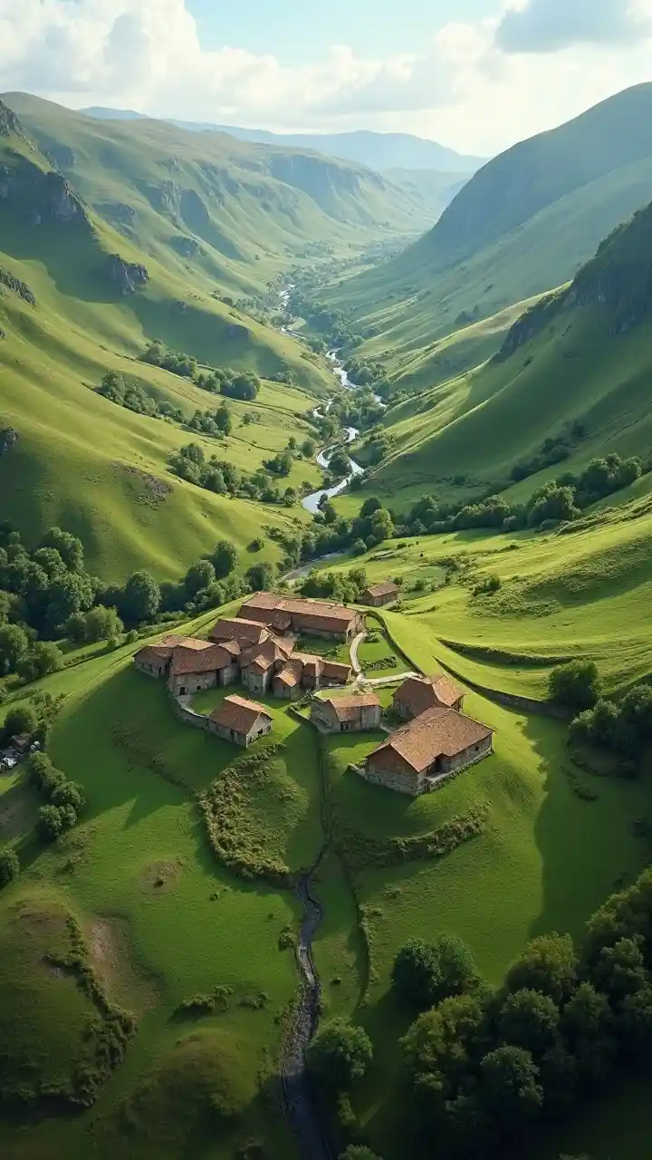 The Scenic Beauty of a Neolithic Village in the Valley