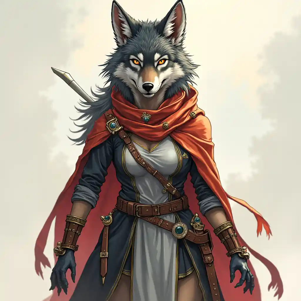 Artistic Representation of a Female Wolf in Costume