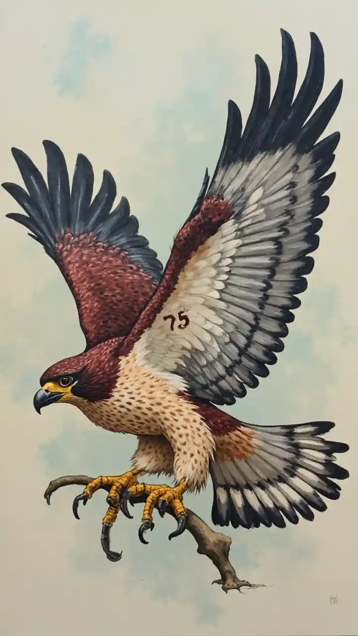 A Beautiful Maroon and White Falcon in Flight