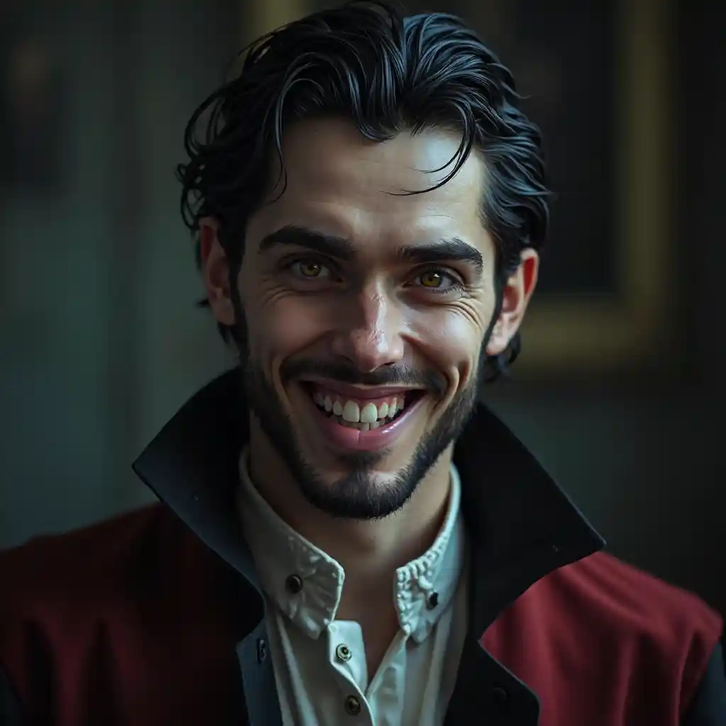 A Mysterious Portrait of a Noble Vampire in Gothic Elegance