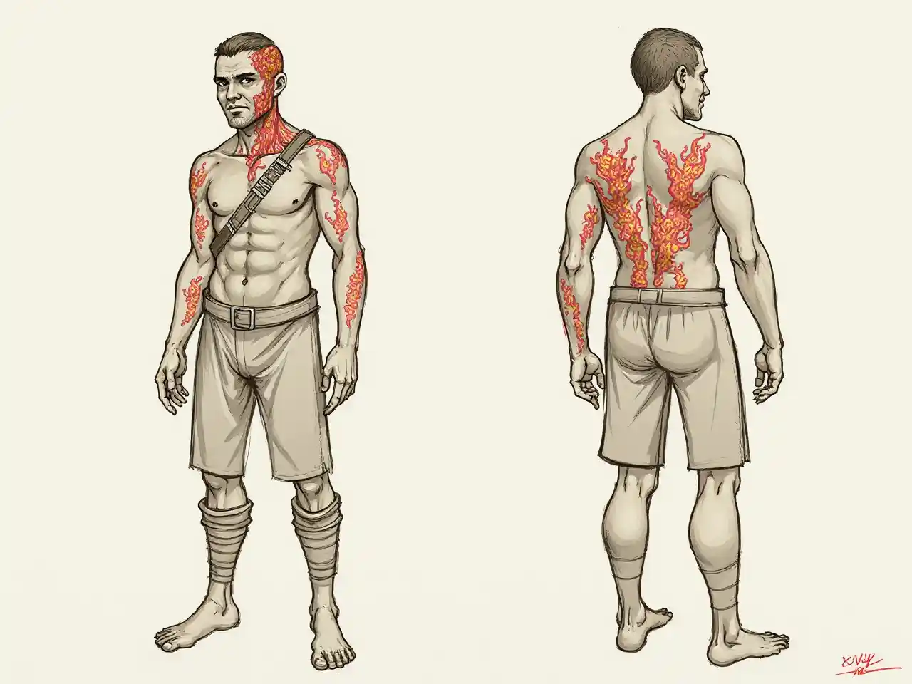 Character Reference Sheet for a Burned Gaunt Priest