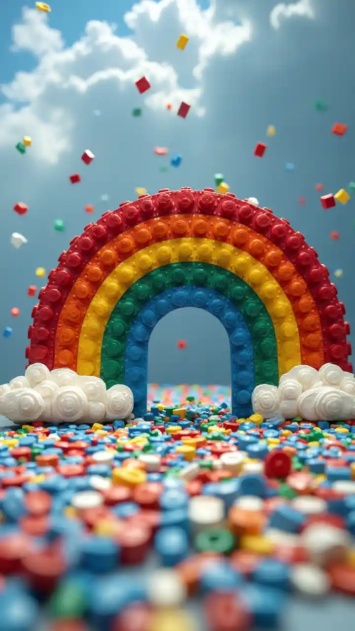 Colorful Rainbow Constructed from Lego Bricks