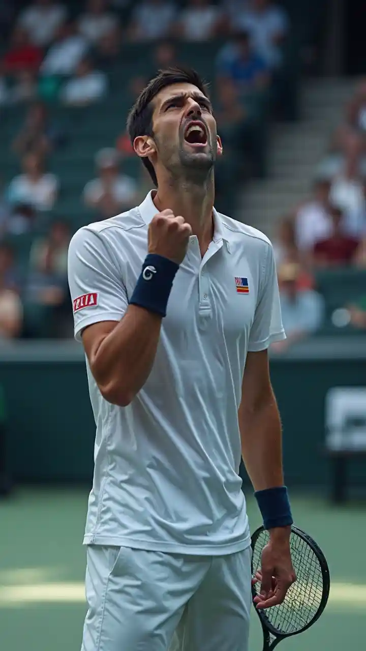 Intense Reactions of Novak Djokovic in a Tennis Match
