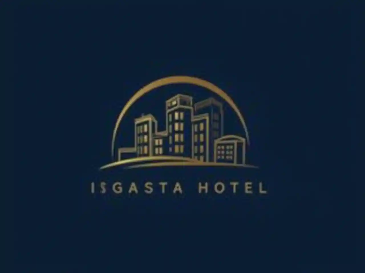 Logo hotel emas yang elegan dengan desain arsitektur yang modis