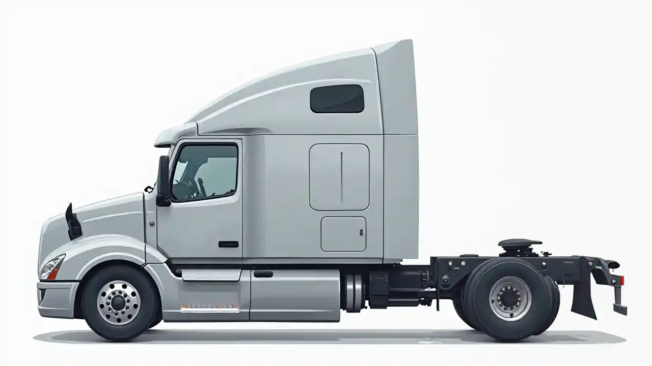 Detailed Illustration of a Grey Semi-Truck Cab in View