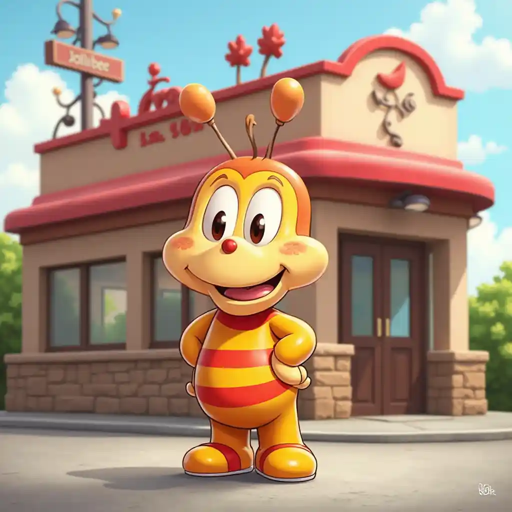 Un personaje de dibujos animados inspirado en Jollibee se mantiene ...