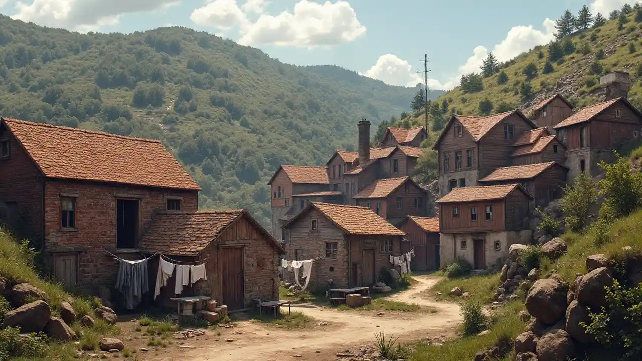 Exploring a Historical Mining Village on the Hillside