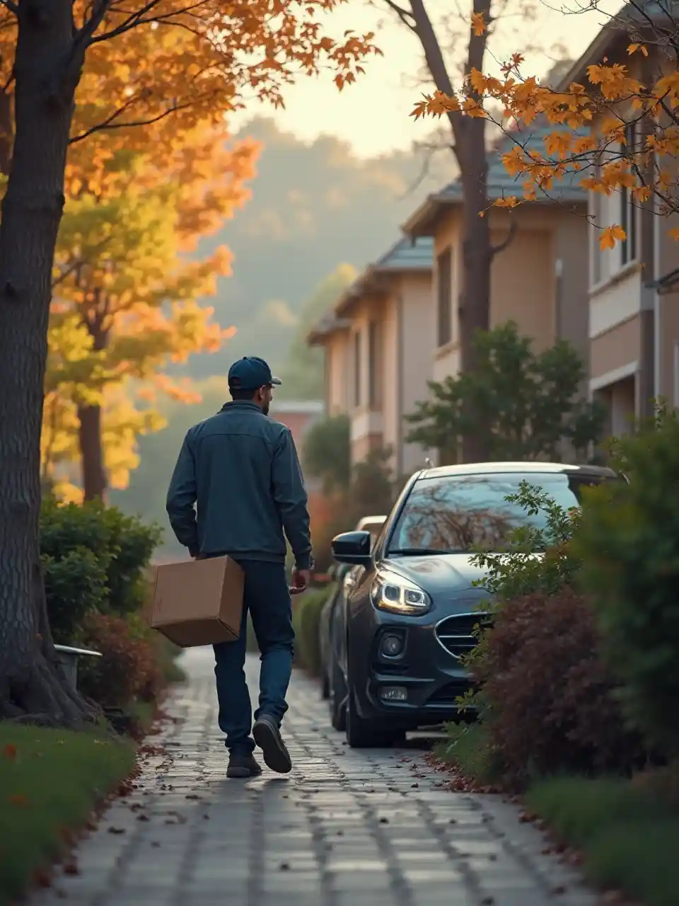 Delivery Experience of a Car Courier in a Cozy Neighborhood