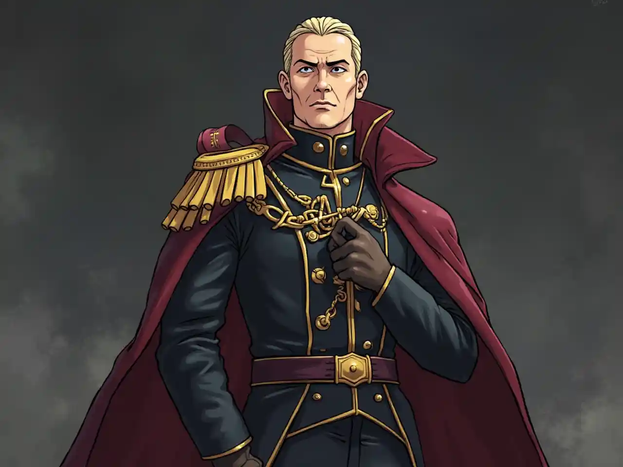 Anime Illustration Featuring a Notorious Old French Commander Villain