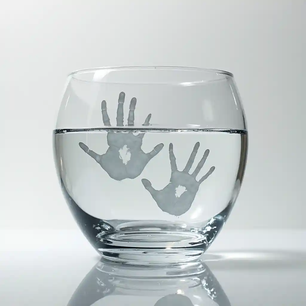 Artistic Representation of Handprints on Water Vessel