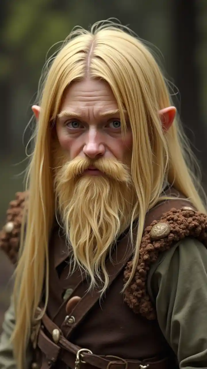 A Unique Dwarf Character with Straight Blond Hair