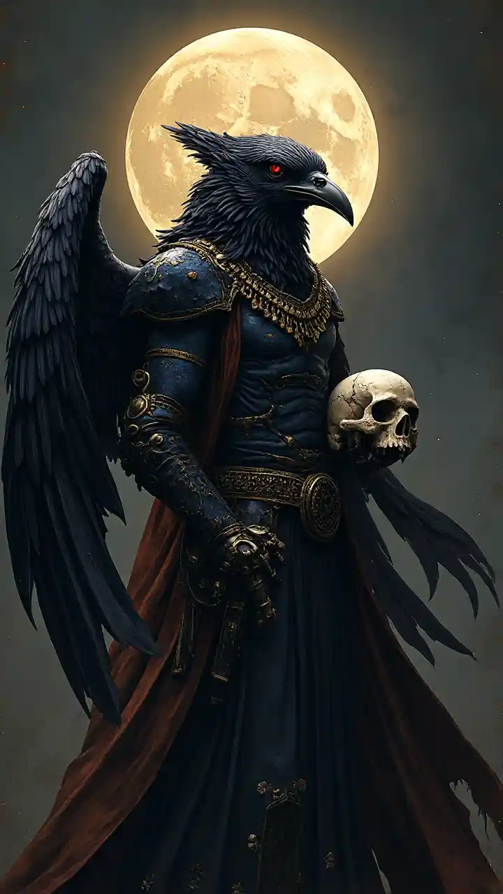 The Artistic Representation of the Egyptian God with Raven Skull