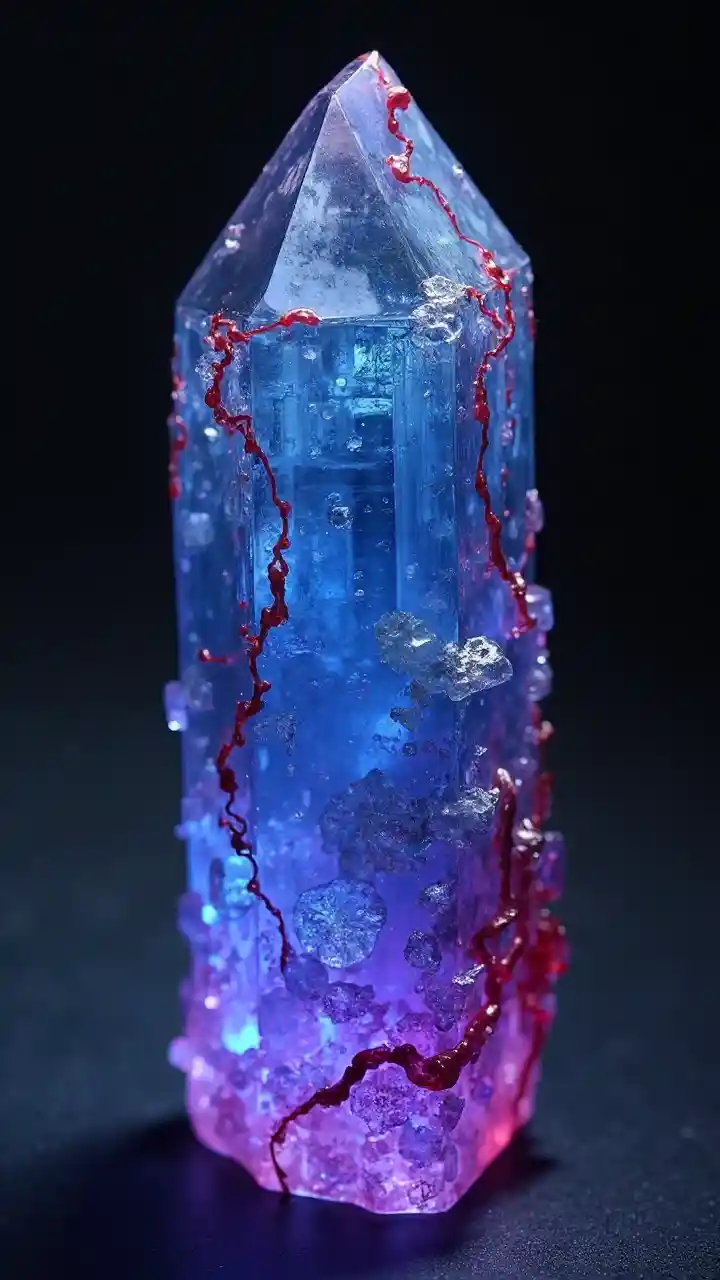 The Mysterious Transition of Blue Kyber Crystal Veins
