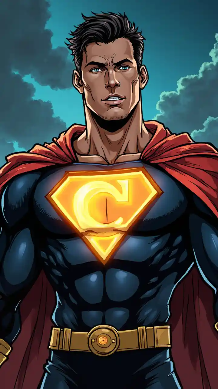 Dynamic Comic Style Illustration of a Male Superhero