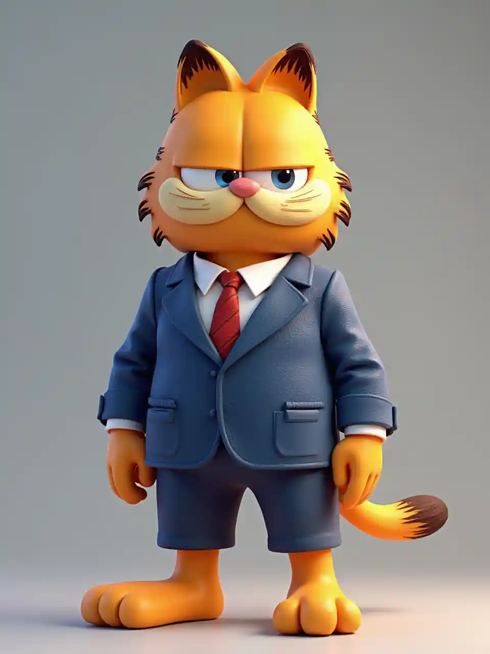 A Creative 3D Render of Garfield in Stylish Attire