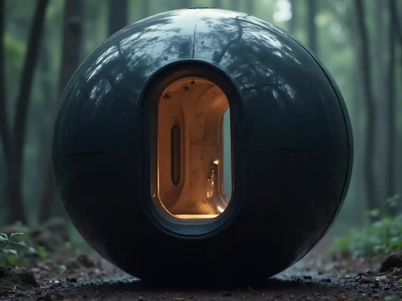 Futuristic Orb Pod with Glowing Interior Design