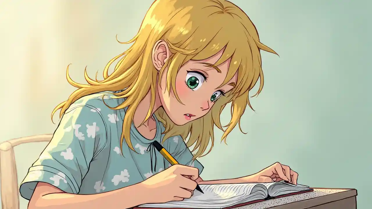 A Young Person Writing in a Notebook with Style