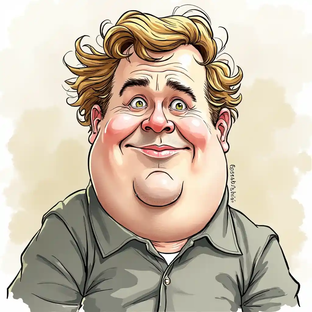 Whimsical Cartoon Doodle of Chris Farley Caricature