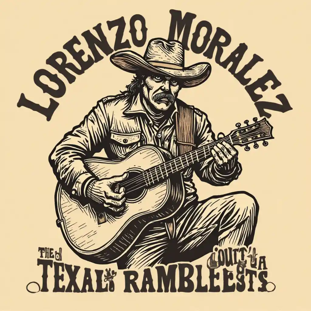 Illustration Logo of a Cowboy Playing Guitar